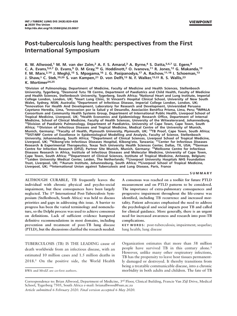 First Symposium TB | PDF | Tuberculosis | Chronic Obstructive Pulmonary ...