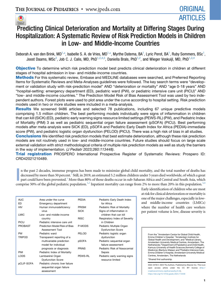 Predicting Clinical Deterioration and Mortality at Differing Stages ...