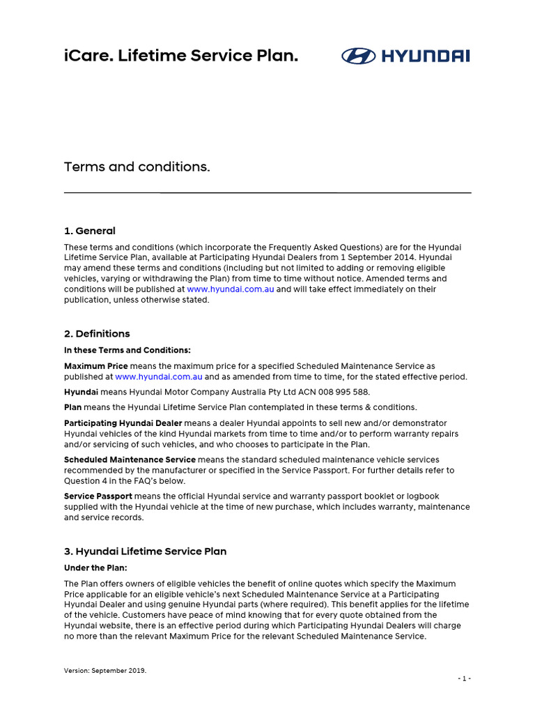 Hyundai Lifetime Service Plan Details | PDF | Contractual Term | Vehicles
