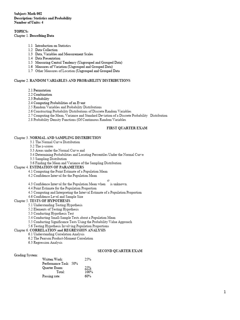 Math 2 Handouts 074547 | PDF | Probability Distribution | Normal Distribution
