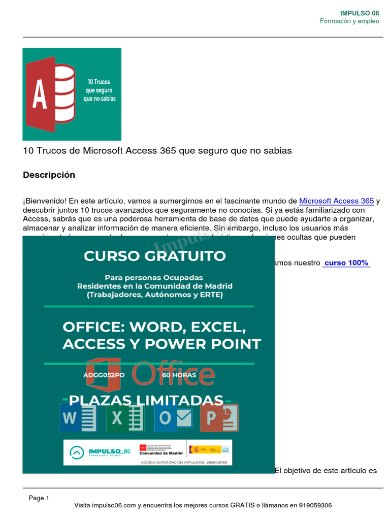 10 Trucos de Microsoft Access 365 Que Seguro Que No Sabias | PDF ...