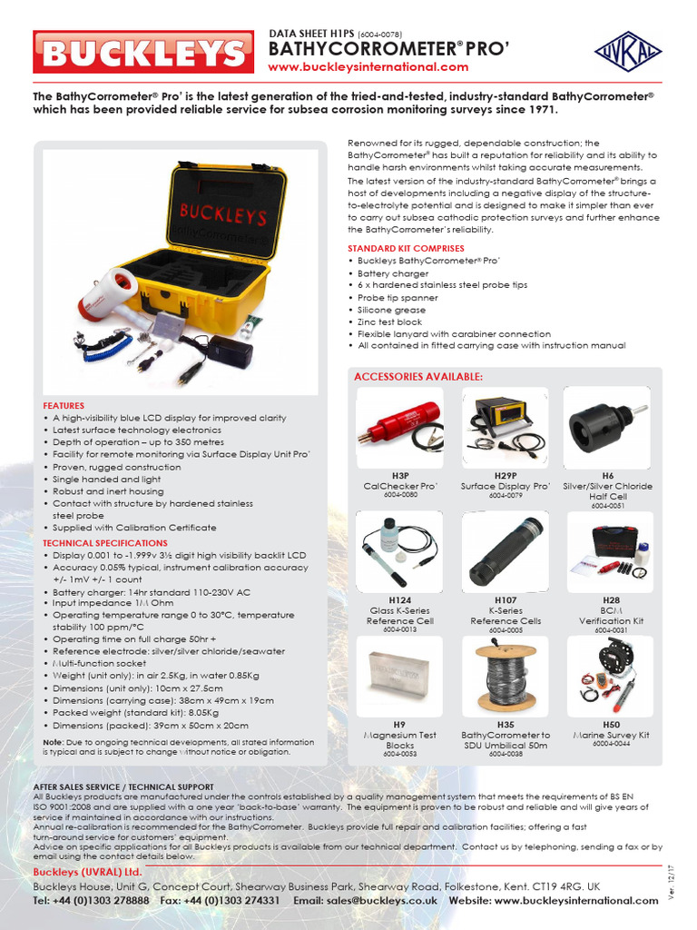 Buckleys Bathycorrometer H1PS | PDF | Electricity