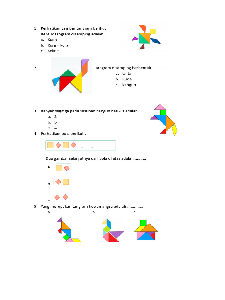 Soal Pola Pengubinan Kelas 1 | PDF | Metode & Bahan Ajar