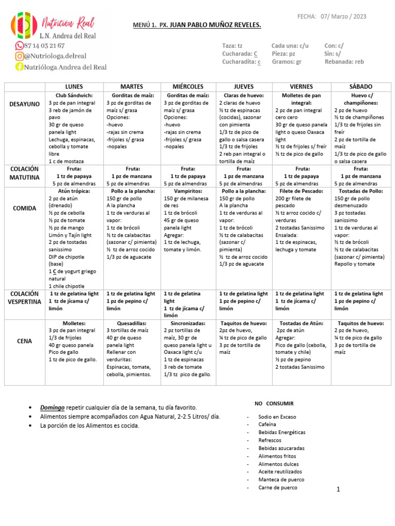Menú1. Px. Juan Pablo Muñoz Reveles | PDF | Maíz | Cocina occidental