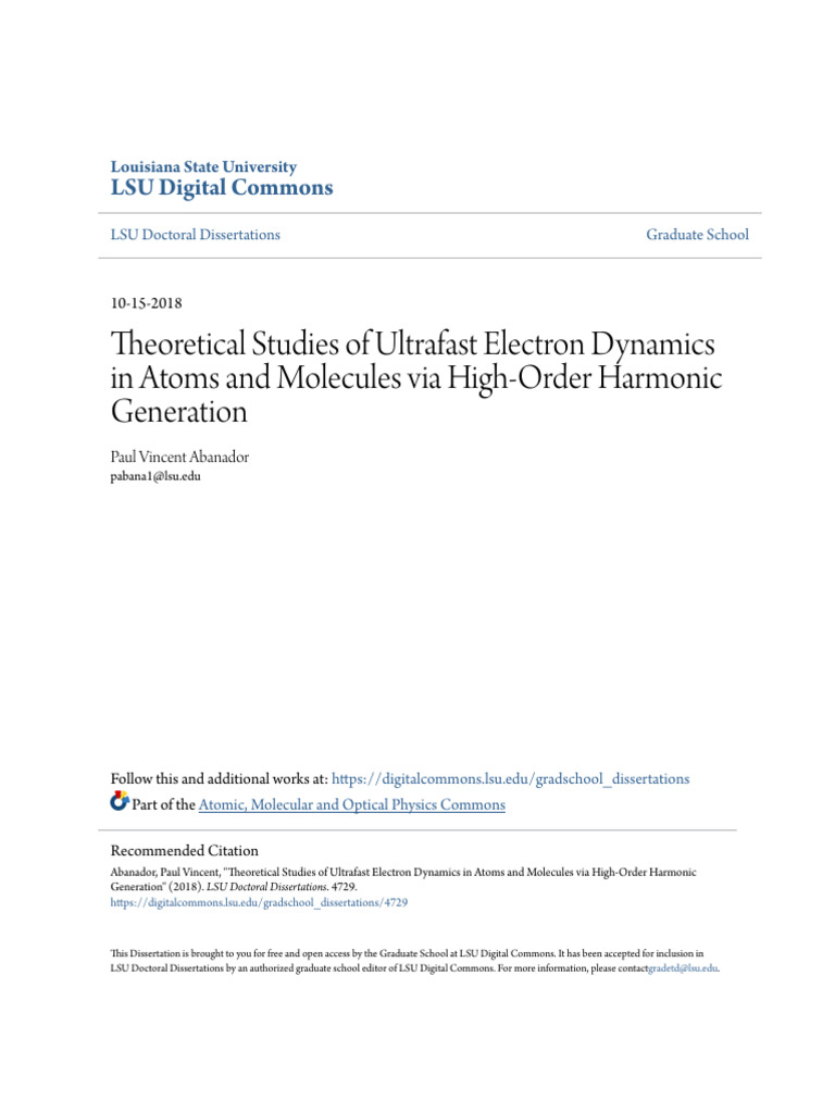 Theoretical Studies of Ultrafast Electron Dynamics | PDF | Ionization ...