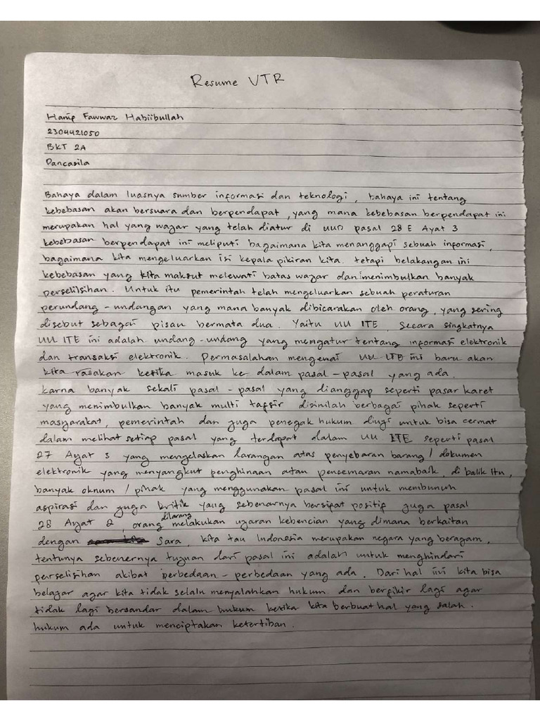 Hanif Fawwaz Habiibullah - Resume VTR 27 Mei 2024 | PDF