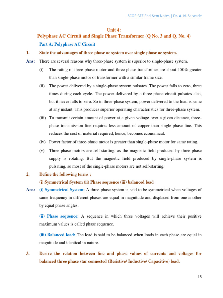 BEE - Unit 4 | PDF | Transformer | Electromagnetic Induction