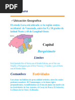 Costumbres y Tradiciones del Estado Lara | PDF