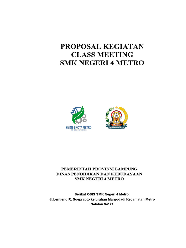 Proposal - Class Meeting SMK Negeri 4 Metro | PDF