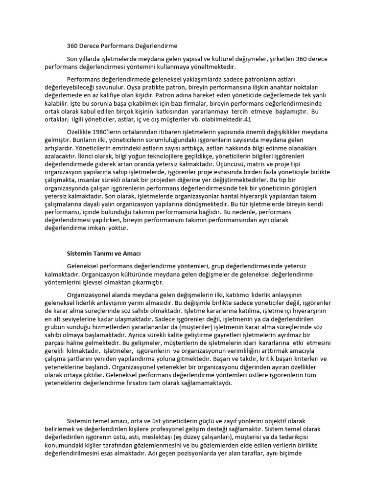 360 Derece Performans Değerlendirme Nedir | PDF
