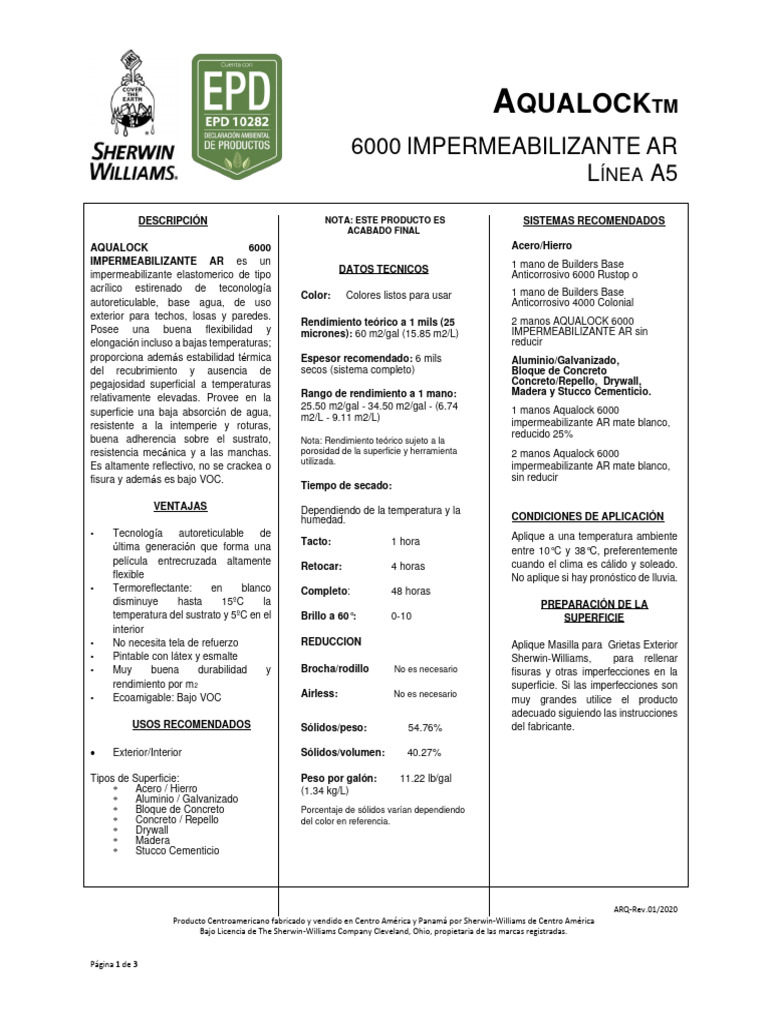 Hoja Tecnica de Aqualock | Descargar gratis PDF | Cepillo | Hormigón