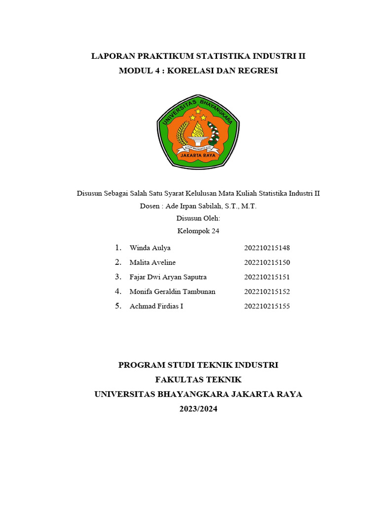Laporan Praktikum Statistika Industri Ii Modul 4 | PDF