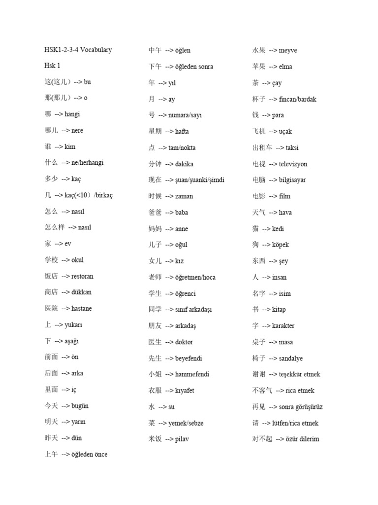 HSK1-2-3-4 Voca Uncompleted-WPS Office | PDF