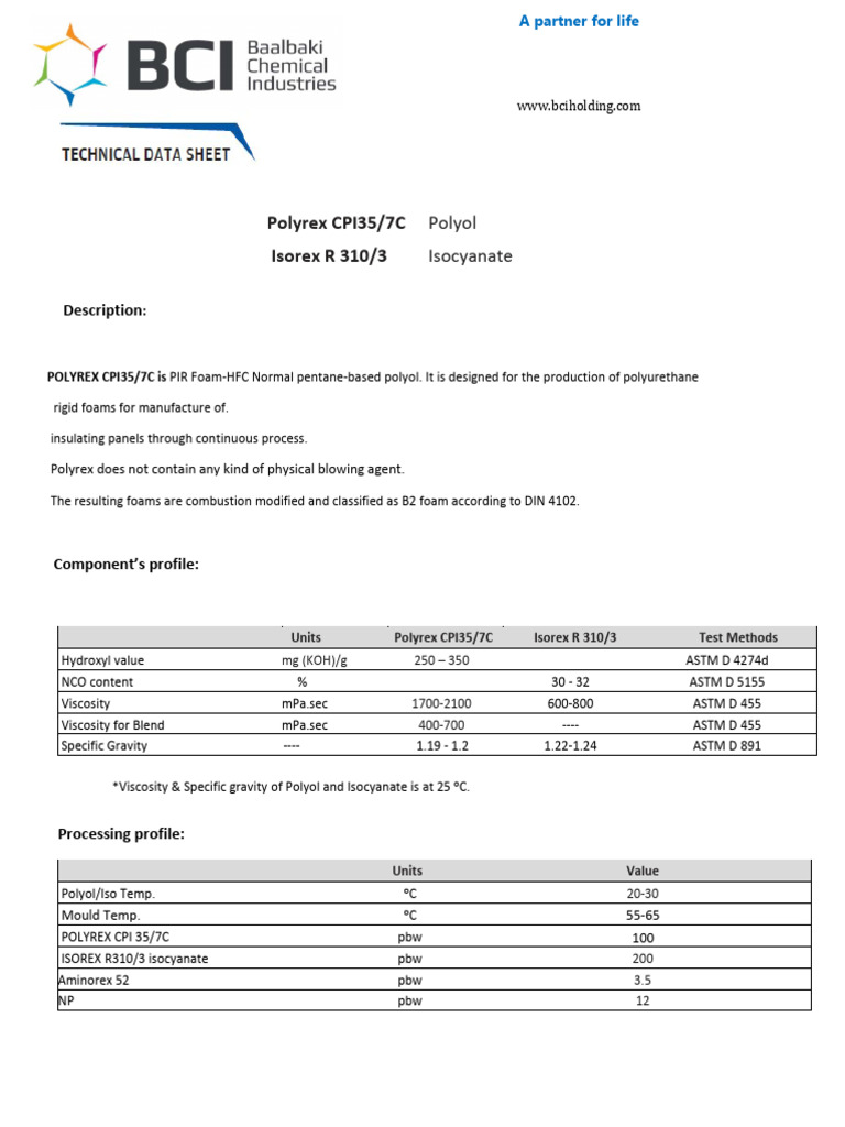 TDS of CPI35-7C1 H.I System Final Approved | PDF | Polyurethane ...