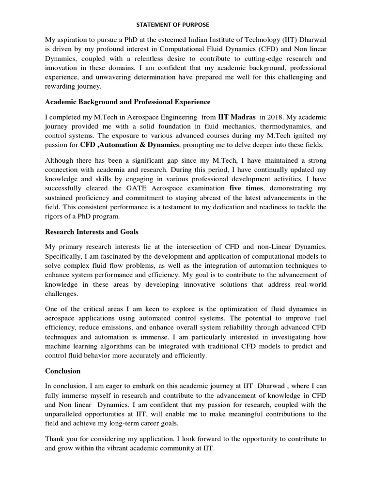 Statement of Purpose | PDF | Computational Fluid Dynamics | Automation