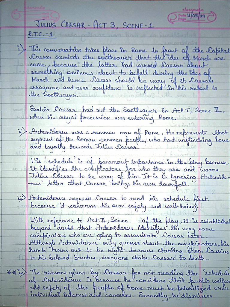 Julius Caesar Act 3 Scene 1, R. T. C-1,3,5 | PDF