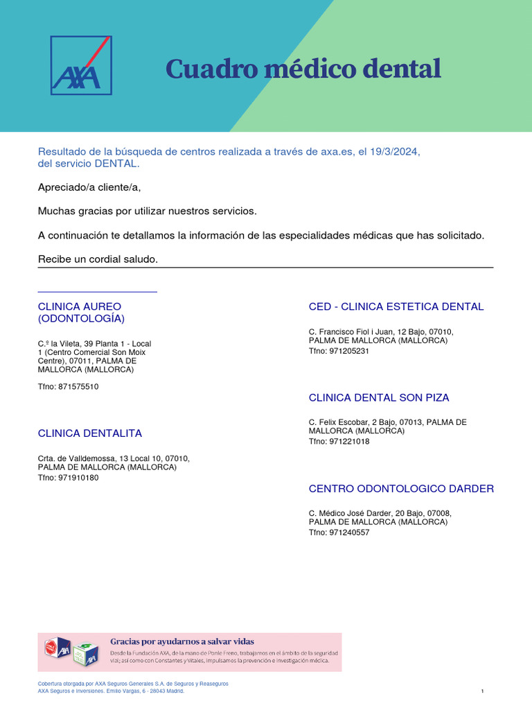 Cuadro Médico Dental | PDF