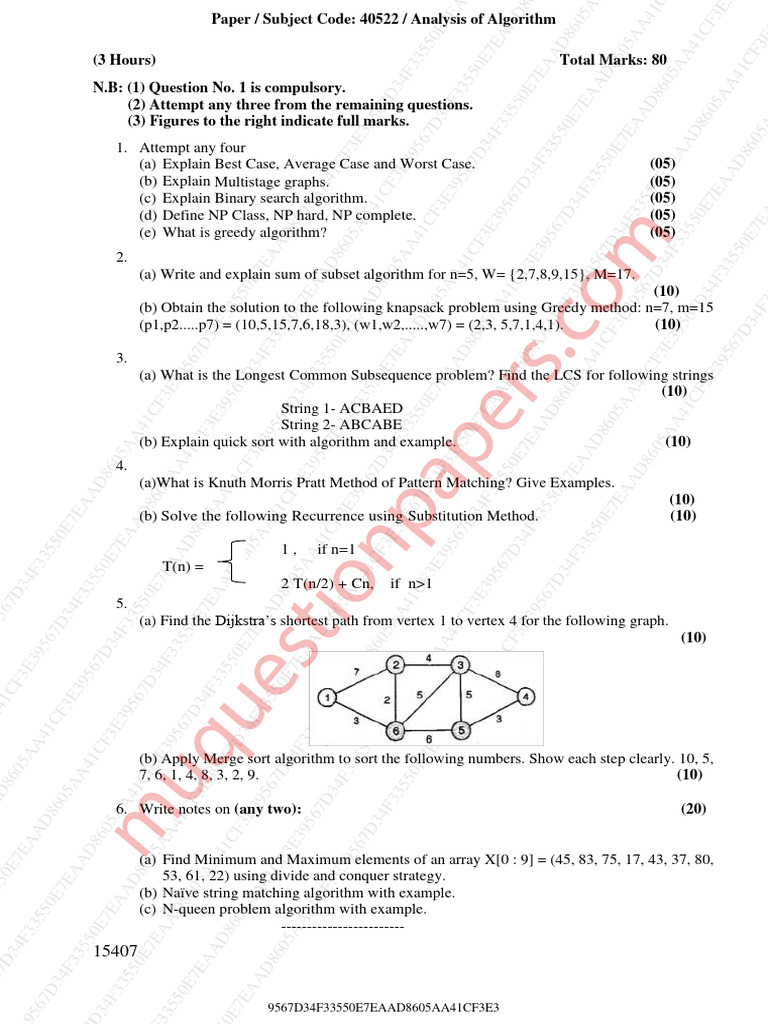 Be Computer Engineering Semester 4 2022 December Analysis of Algorithmrev 2019 c Scheme ...