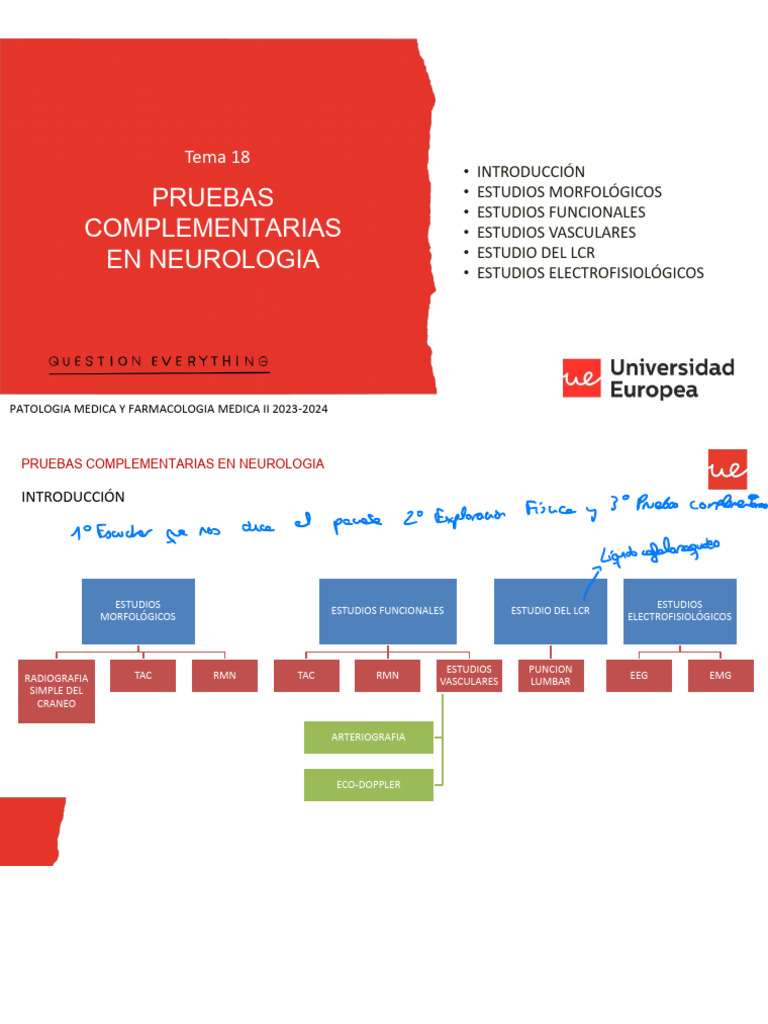 18 Pruebas Complementarias | PDF | Electromiografia | Fluido cerebroespinal
