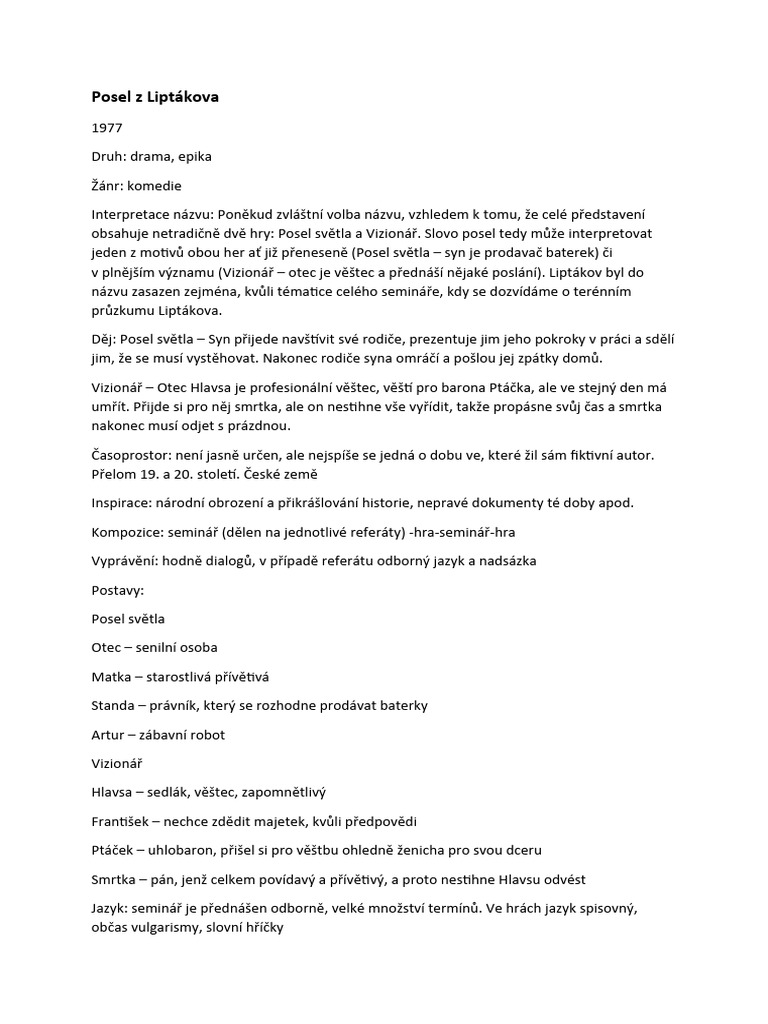 Smoljak, Svěrák - Posel Z Liptákova | PDF