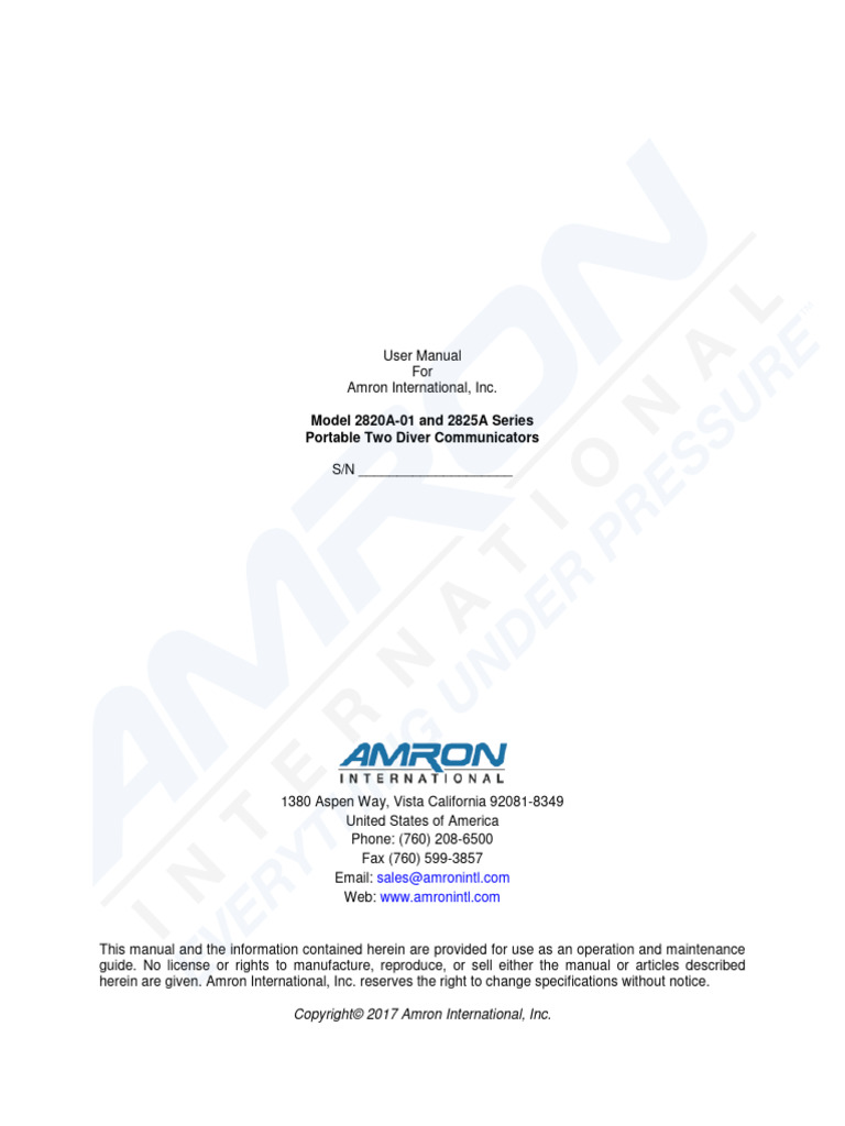 Amron Radio 2820A-01 2825A-01 Series Manual | PDF | Rechargeable ...