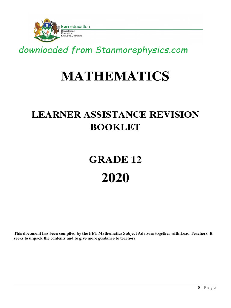 Grade 12 Mathematics Revision Guide | PDF | Factorization | Equations