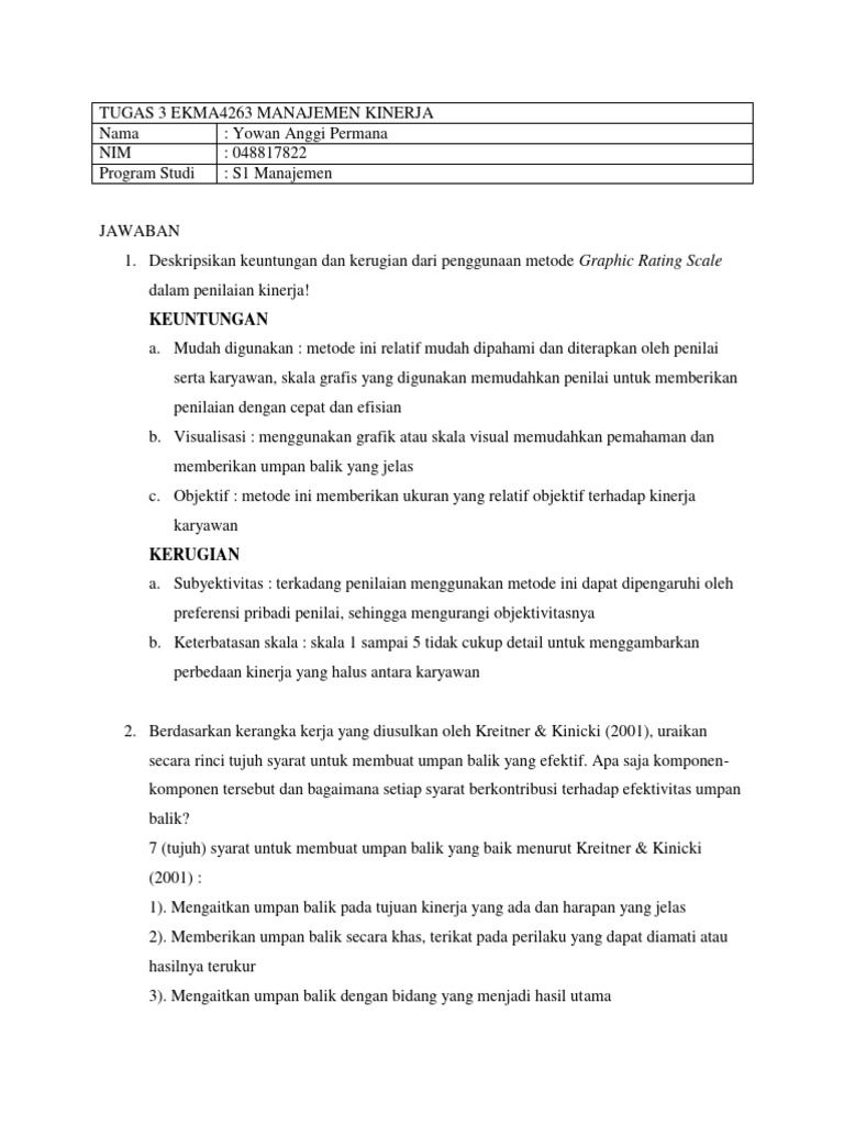 Tugas 3 Ekma4263 Manajemen Kinerja | PDF