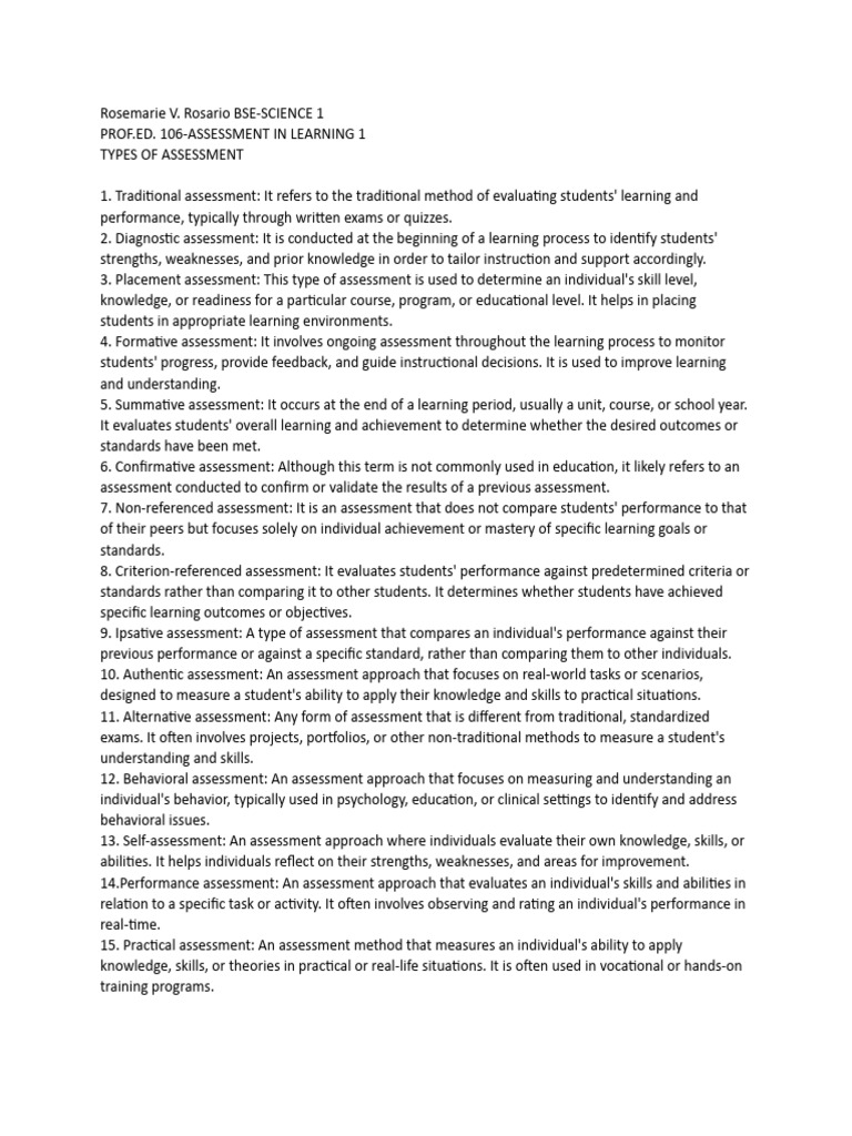 prof ed 106 | PDF | Educational Assessment | Cognition