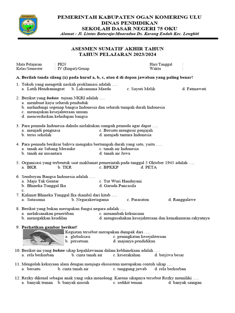 Soal Asesmen Sumatif Akhir Tahun Kelas 4 Genap | PDF | Karier & Perkembangan | Ilmu Sosial