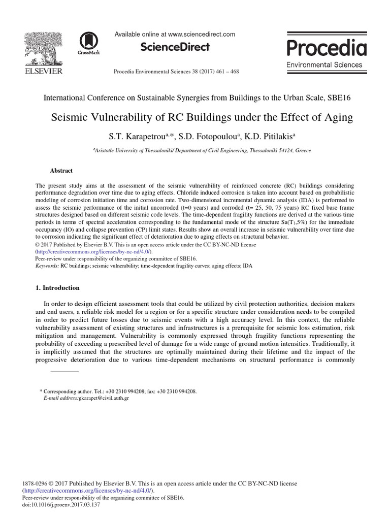 Seismic Vulnerability of RC Buildings Under The Effect of Aging | PDF | Corrosion | Regression ...