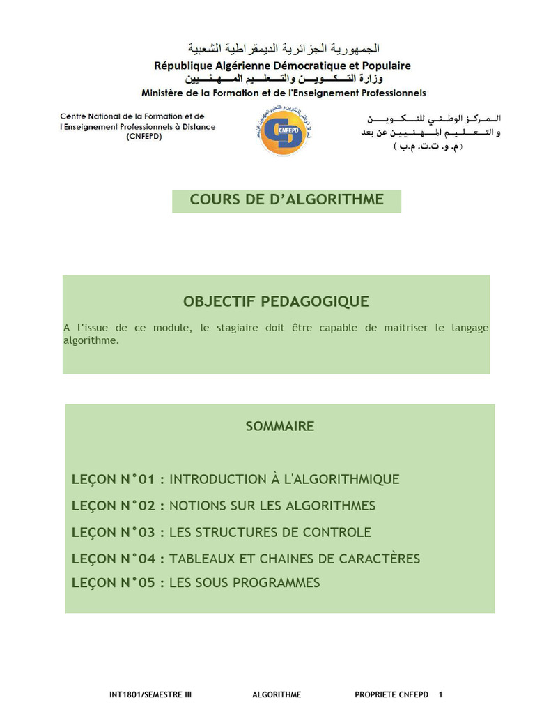 Introduction à l'Algorithmique et Types de Données | PDF | Programmation | Programme informatique