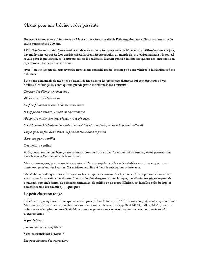 Chants Pour Une Baleine Et Des Passants | PDF | Candide | Audition