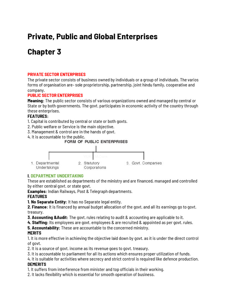 Private vs Public Sector Enterprises Overview | PDF | Joint Venture ...