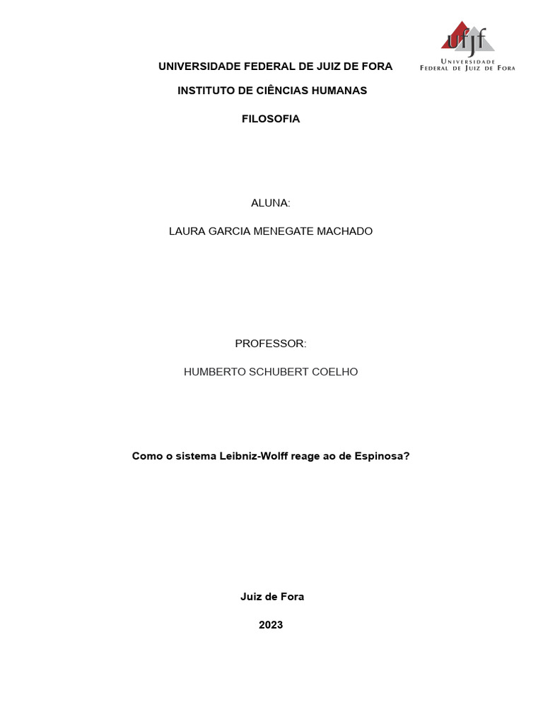 Trab Final - Leibniz e Wolf | PDF | Baruch Spinoza | Monismo