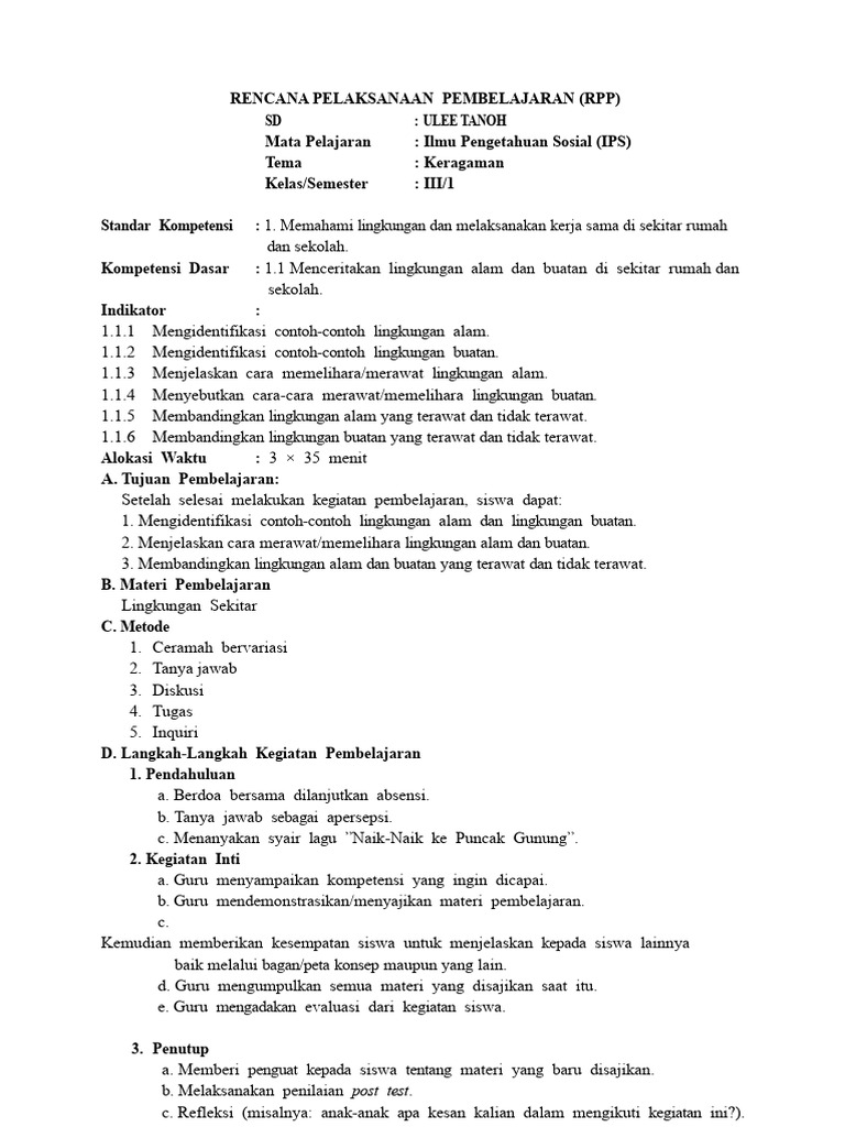 Q RPP Ips Kelas 3 Semseter 1 Dan 2 | PDF | Karier & Perkembangan | Kesehatan Holistik