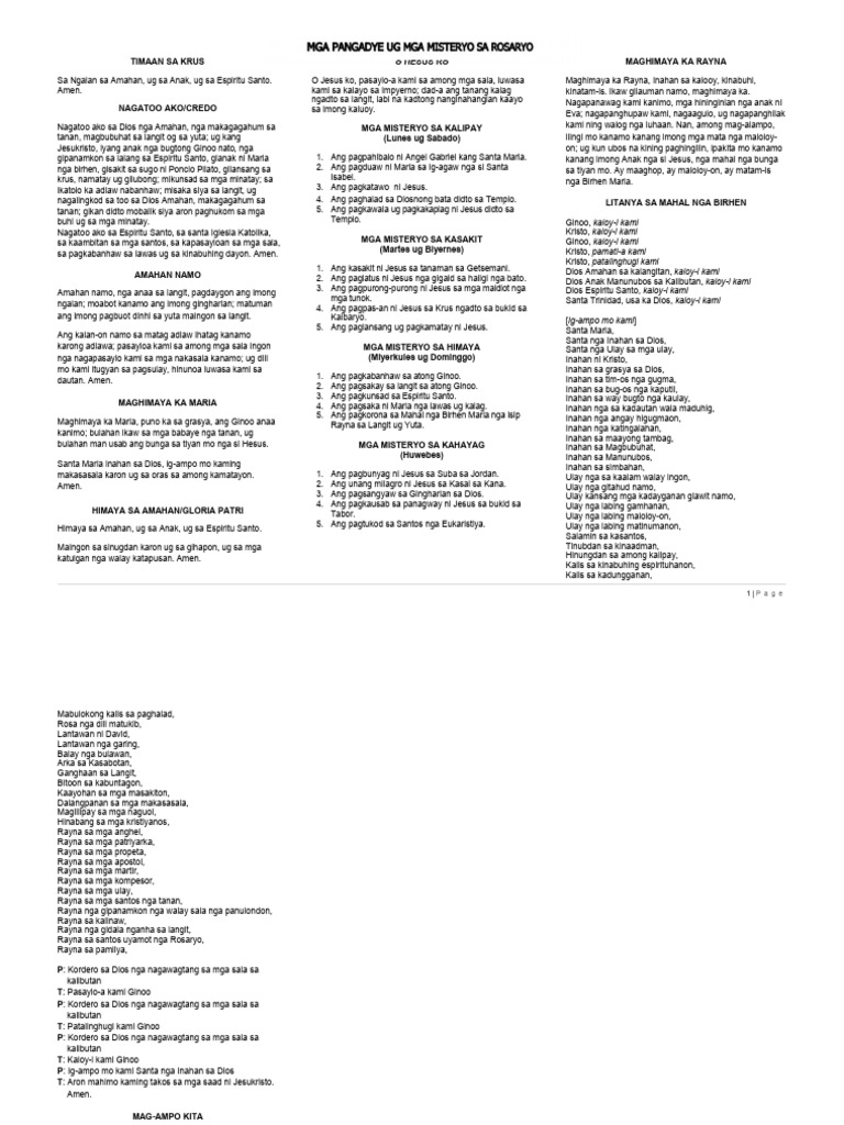 Holy Rosary_cebuano_kathedralsasugbo | PDF