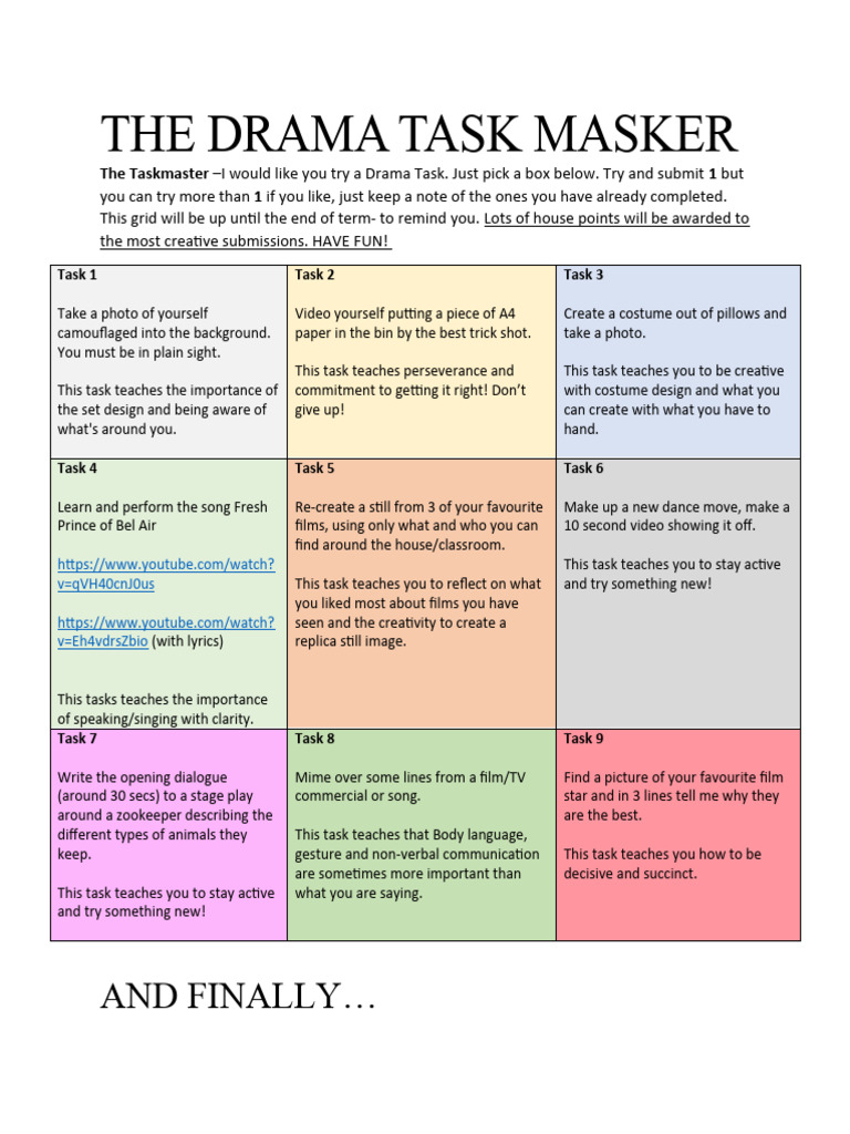THE DRAMA TASK MASKER 21 | PDF