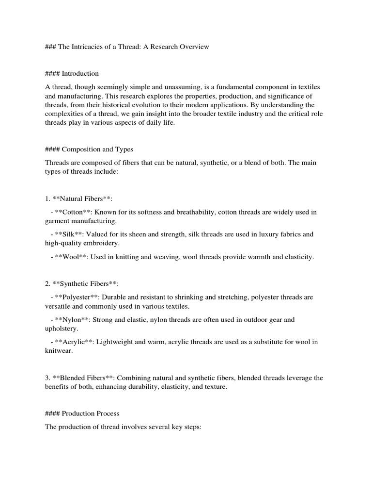 The Intricacies of A Thread | PDF | Yarn | Textiles
