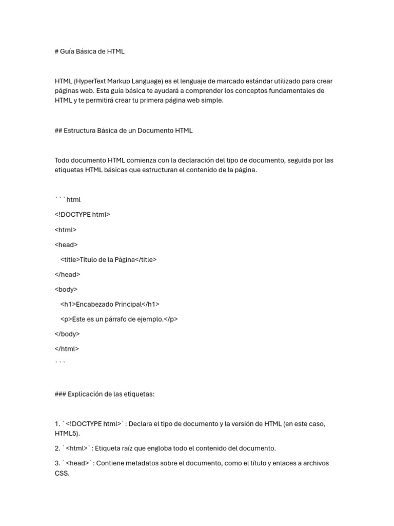 Guía HTML | PDF | HTML | Lenguaje de marcado