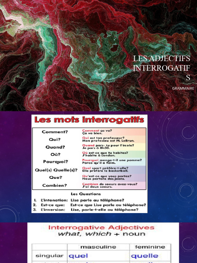 Les Adjectifs Interrogatifs