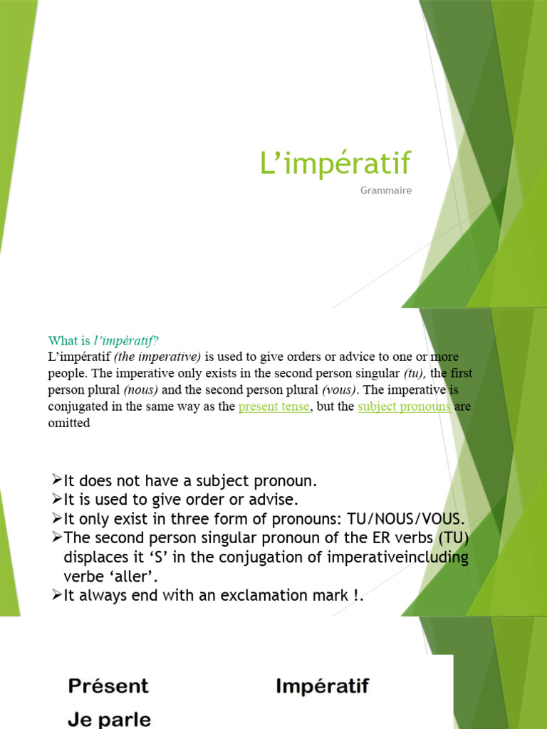 Understanding L'Impératif in French Grammar | PDF