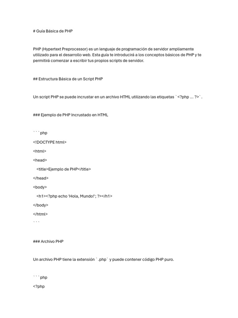 Guía Básica de PHP | PDF | Php | Servidor web