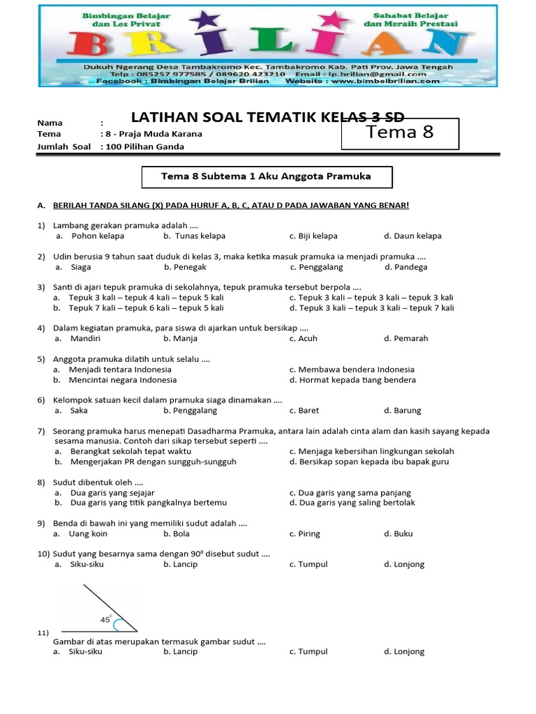 Soal Pilihan Ganda Kelas 3 SD Tema 8 | PDF | Griya & Taman