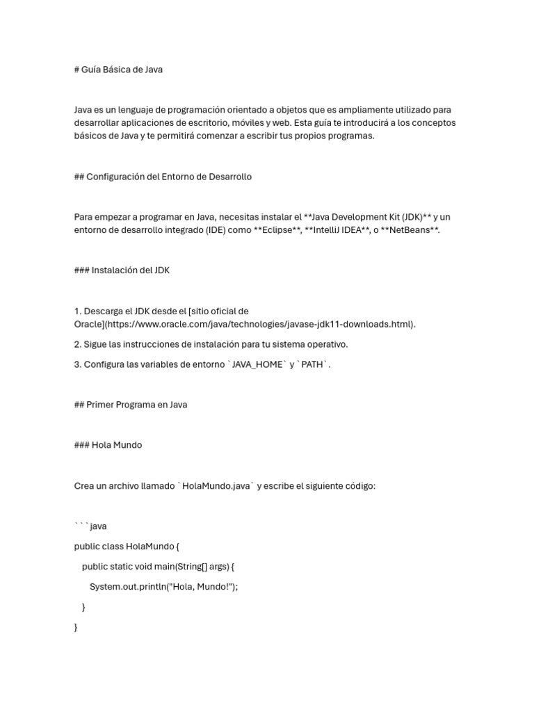 Guía Básica de Java | Descargar gratis PDF | Java (lenguaje de ...