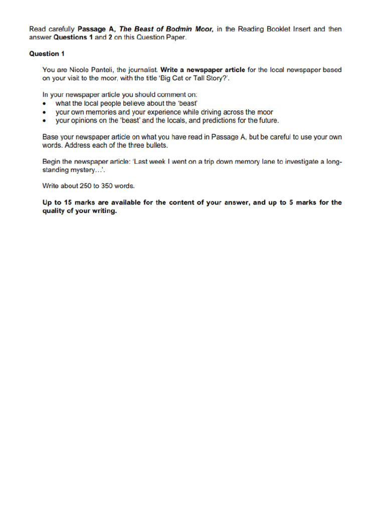 IGCSE Newspaper Article Writing | PDF