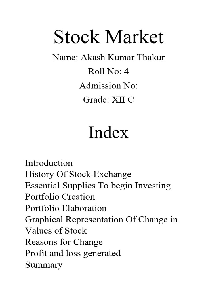 Stock Market project | Download Free PDF | Stock Exchange | Investing