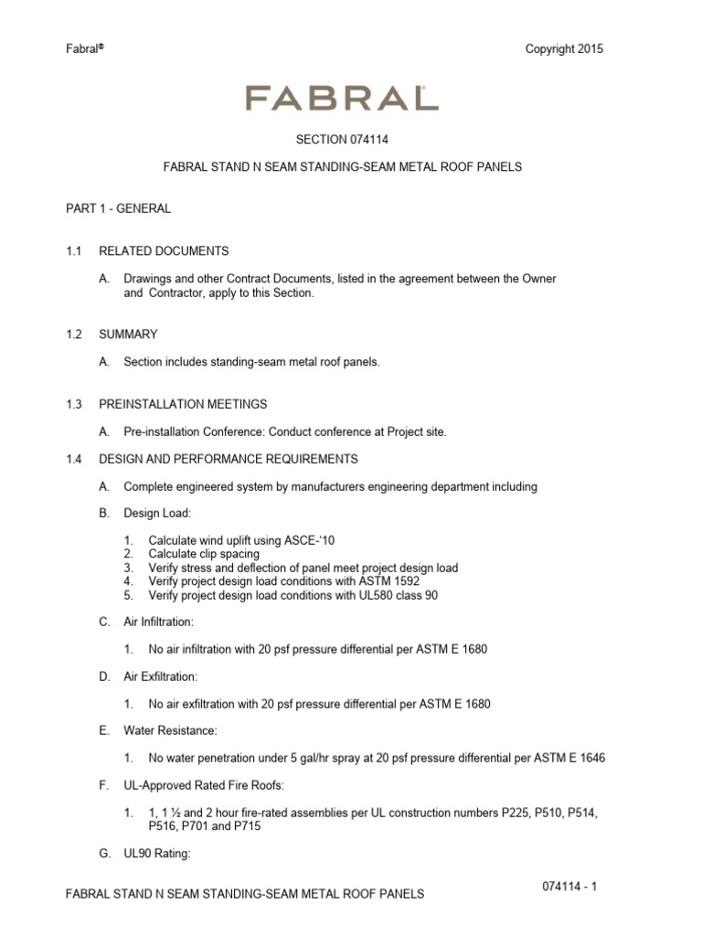 074114-standing-seam-metal-roof-panels-fabral-stand-n-seam-2 | PDF ...