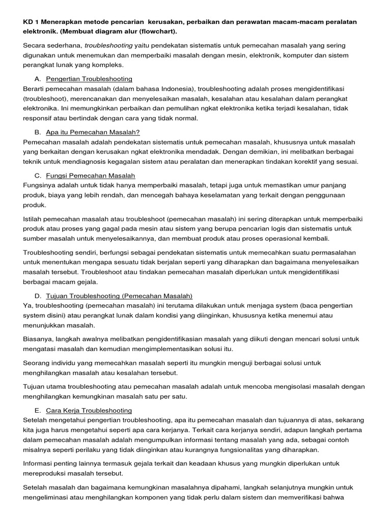 #KD. 01 Troubleshooting | PDF | Teknologi & Rekayasa