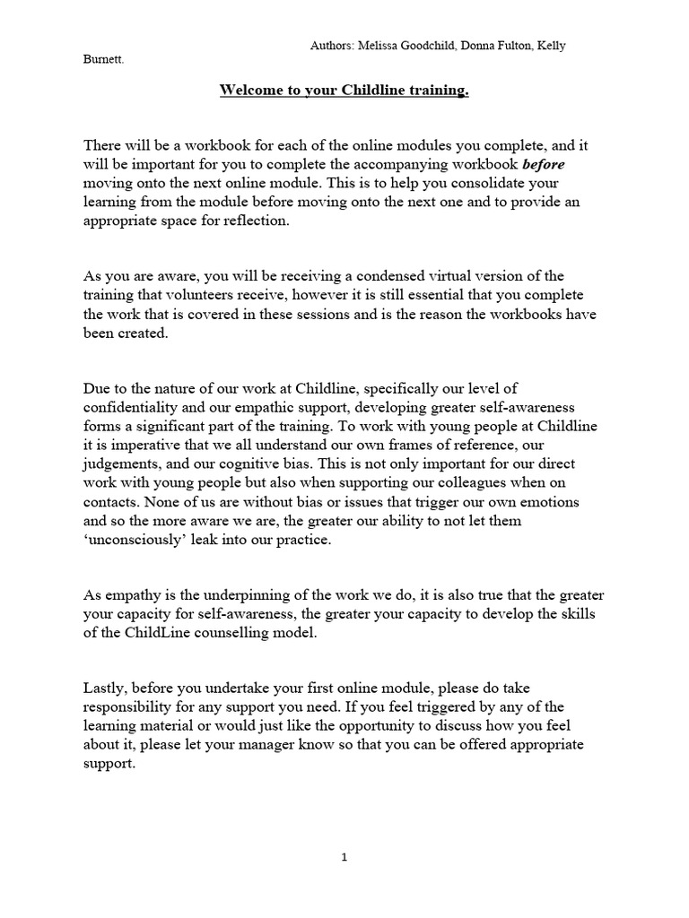 MODULE 1 WORKBOOK SESSION 1 (2161) (AutoRecovered) | PDF | Empathy | Behavioural Sciences