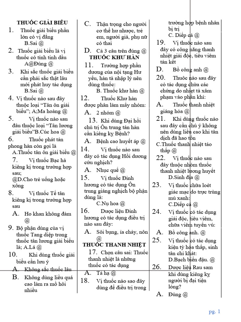 DONG DUOC - THUA KE Trac Nghiem | PDF